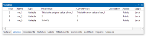 Debug Panel Variables