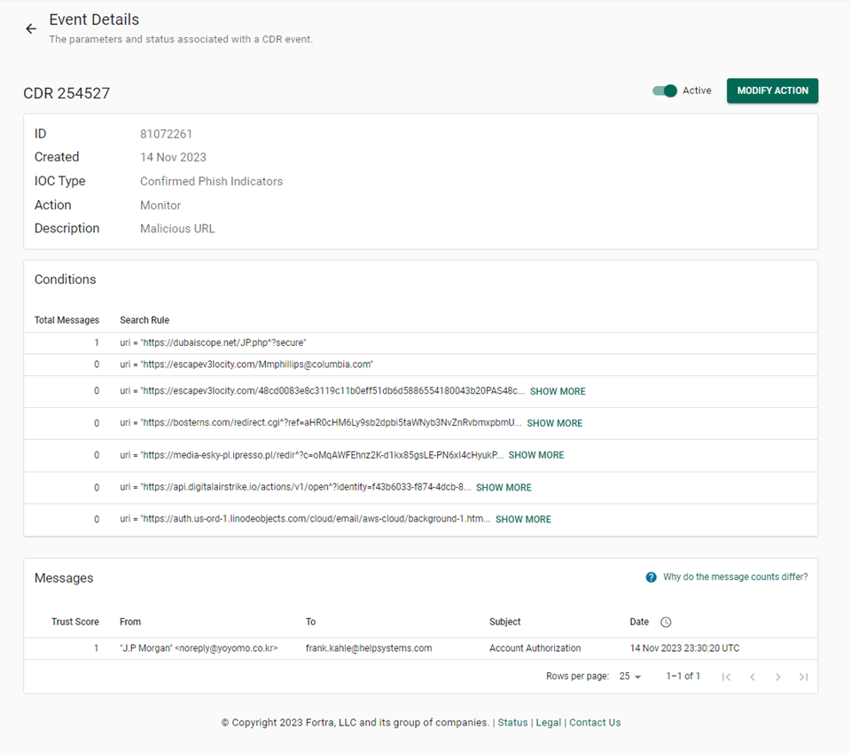 View Continuous Detection and Response Event Details
