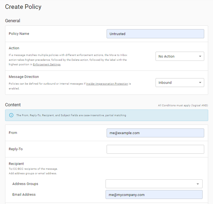 Create a Test Policy