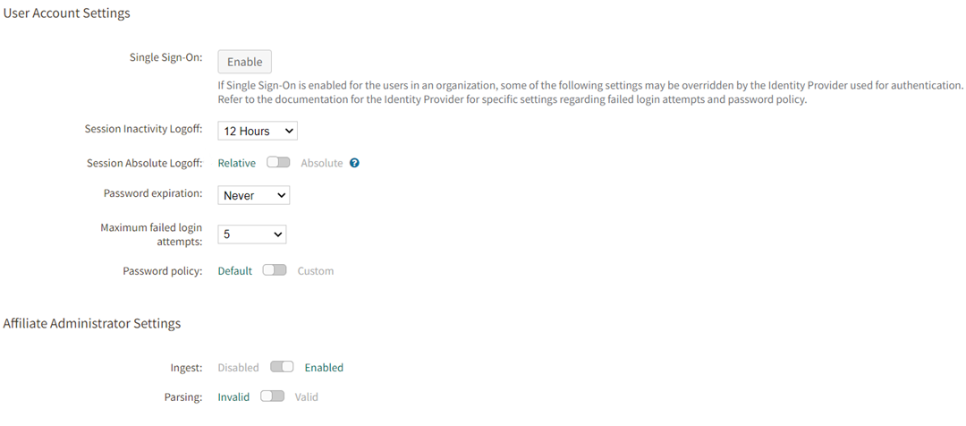Configure Global User Account Settings