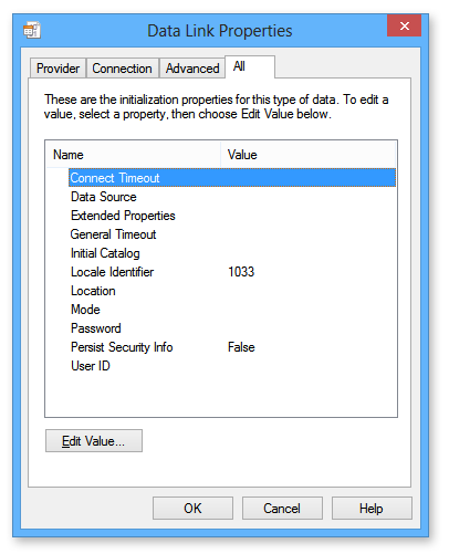 Data Link Properties Wizard