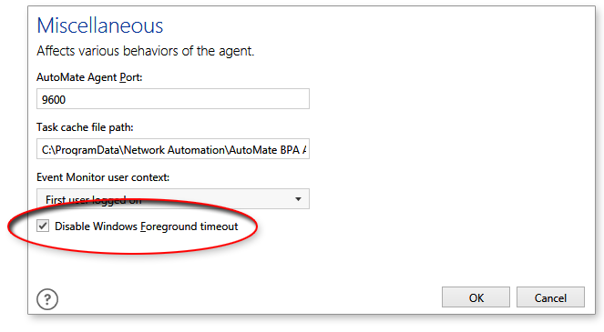 Windows Foreground Timeout