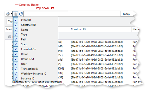 Execution Events Table