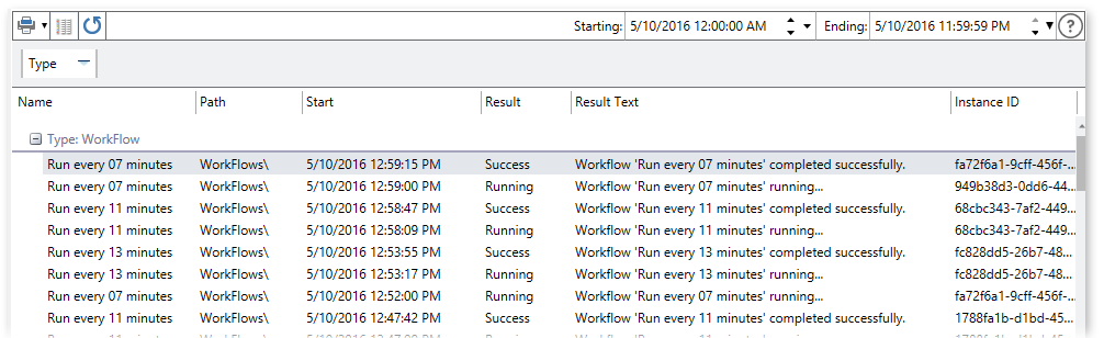 Execution Events Table