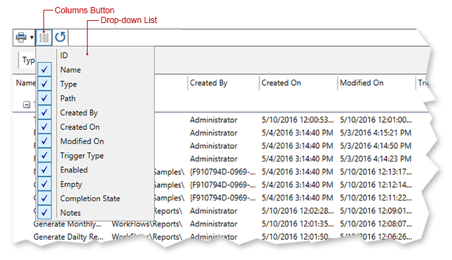 Repository Content Table