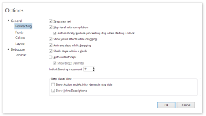 Task Builder Options - Formatting