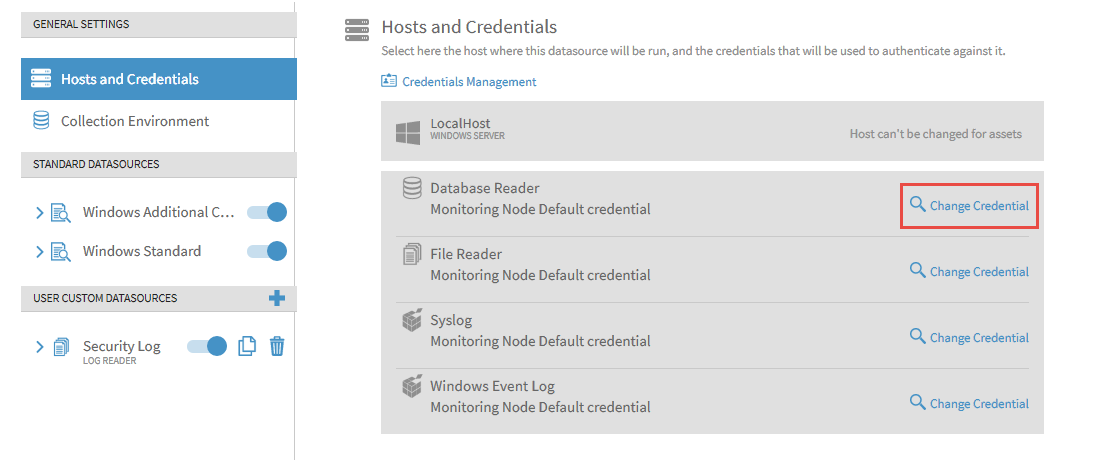 Host and Credentials Settings