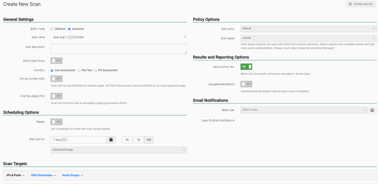Create and Run Scans