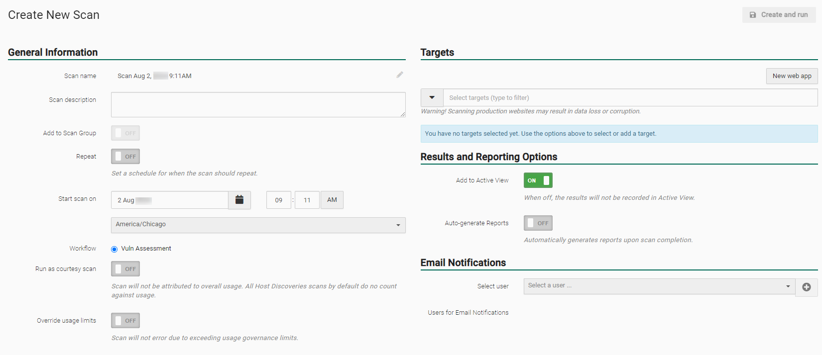 Create and Run Scans