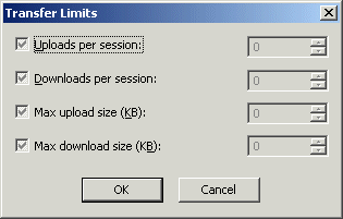 Setting Maximum Transfer Size for a User