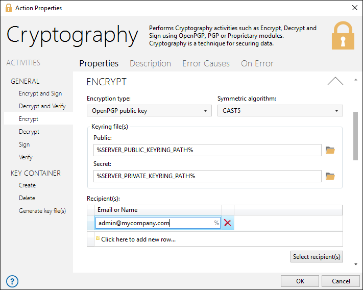 Encrypt Files in AWE Using EFT PGP Key