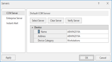 Central Configuration Manager Options