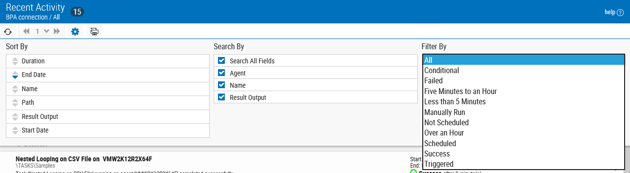 Sorting & Filtering Recent Activity