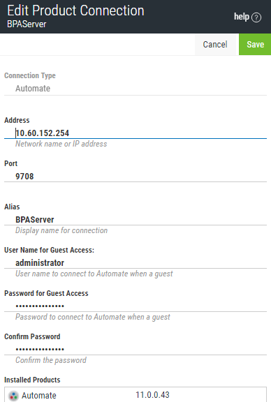 Editing an Existing Product Connection