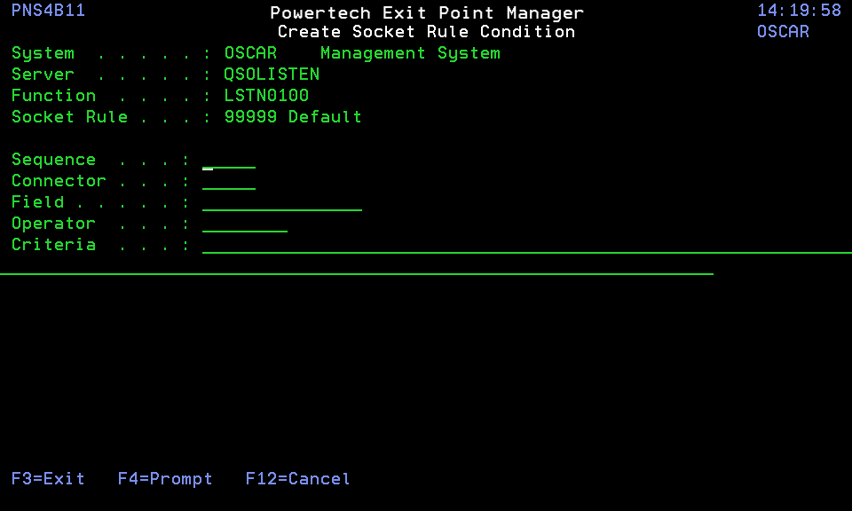 Create Socket Rule Condition panel Create Socket Rule Condition panel
