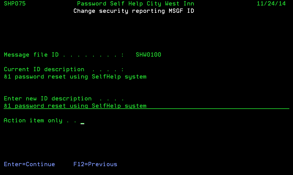 Change Security Reporting MSGF ID - SHP075