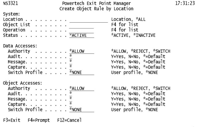 Create Object Rule by Location panel