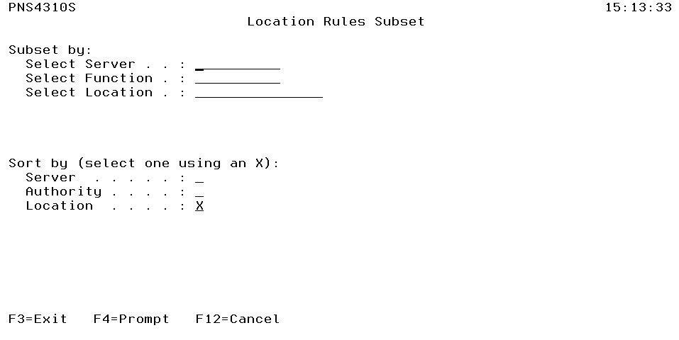 Location Rules Subset panel