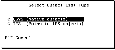 Create Object List panel