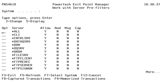 Work with Server Pre-Filters panel