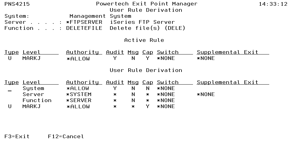 User Rules - green screen