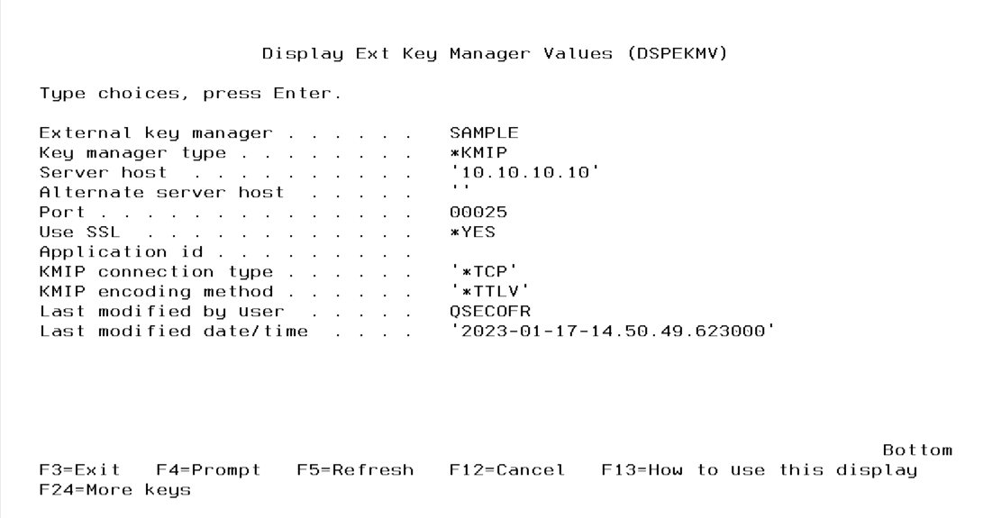 Display External Key Manager (DSPEKM)