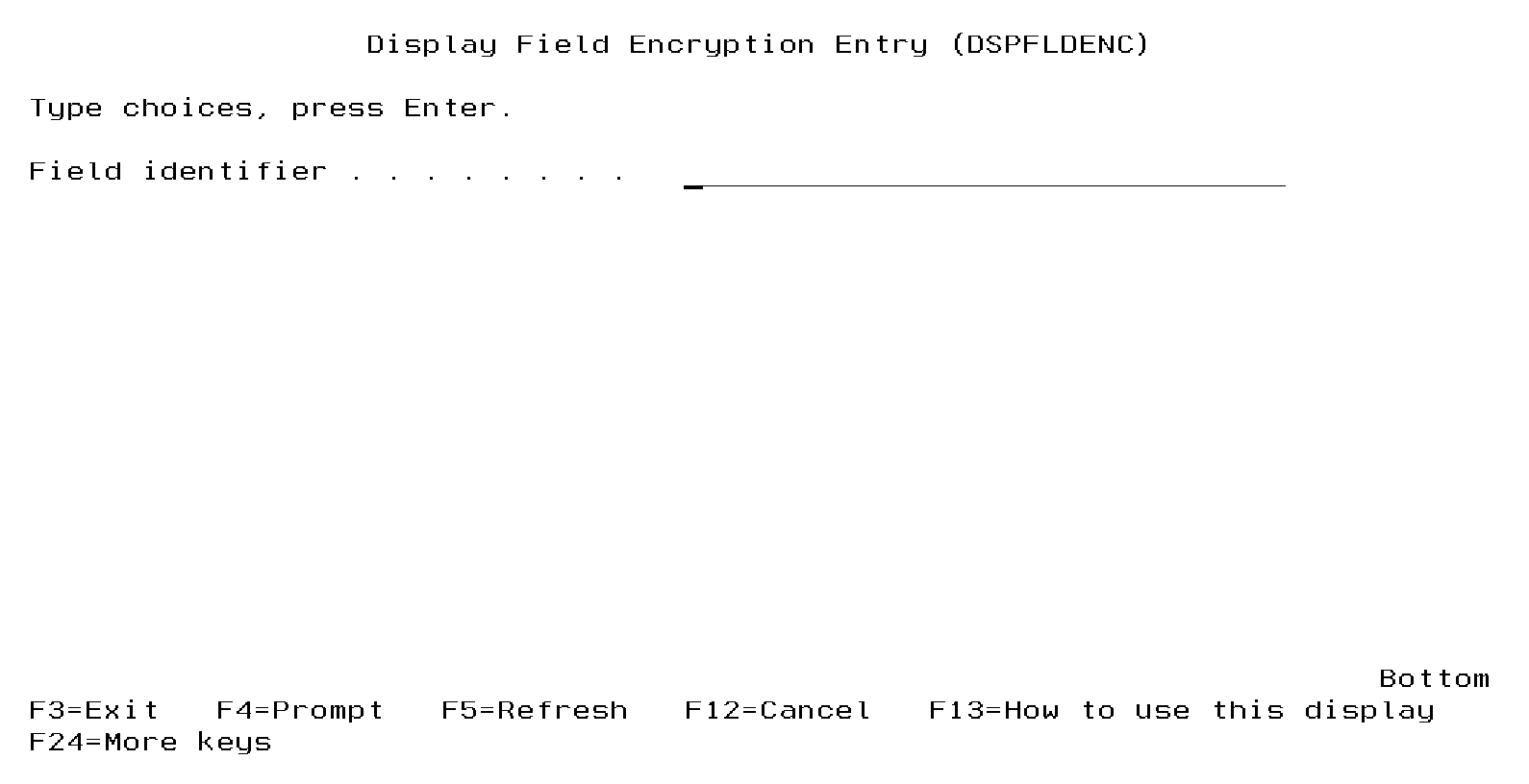 Display Field Encryption Entry (DSPFLDENC)