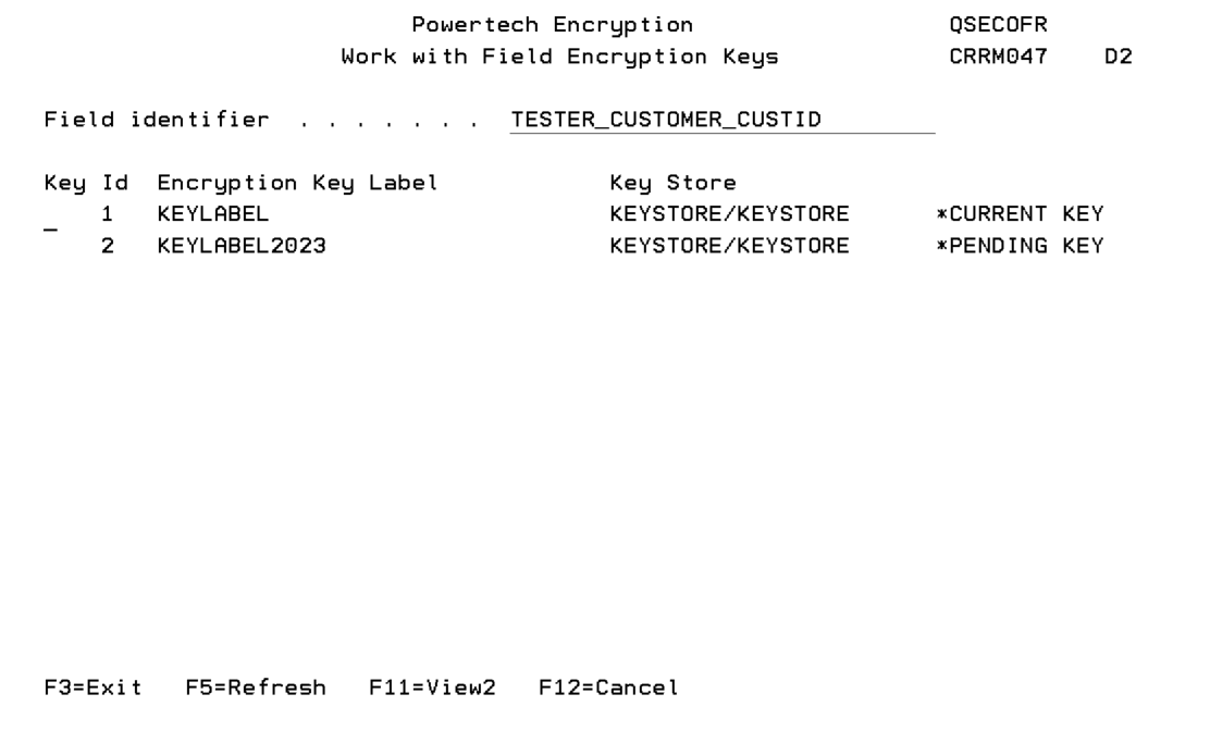 Work with Field Encryption Keys (WRKFLDKEY)