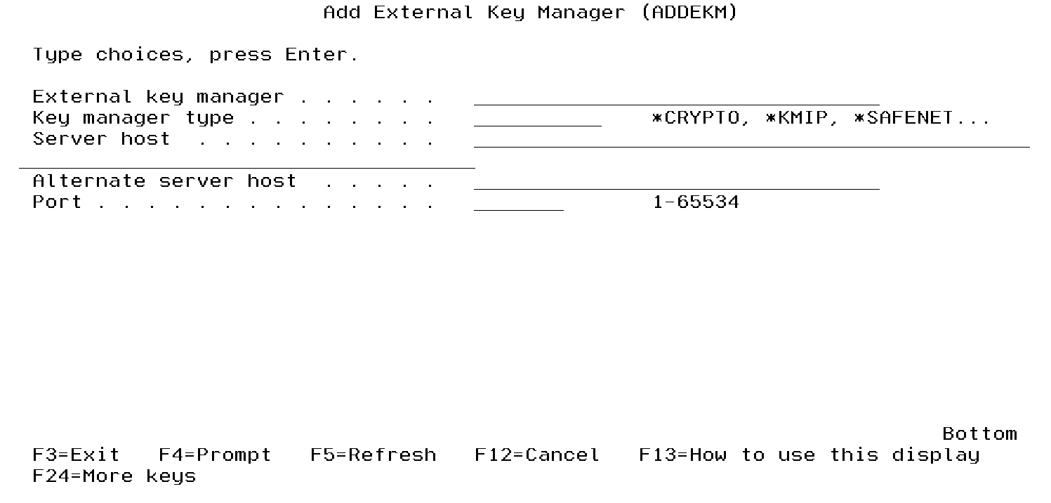 Add External Key Manager Entry (ADDEKM)