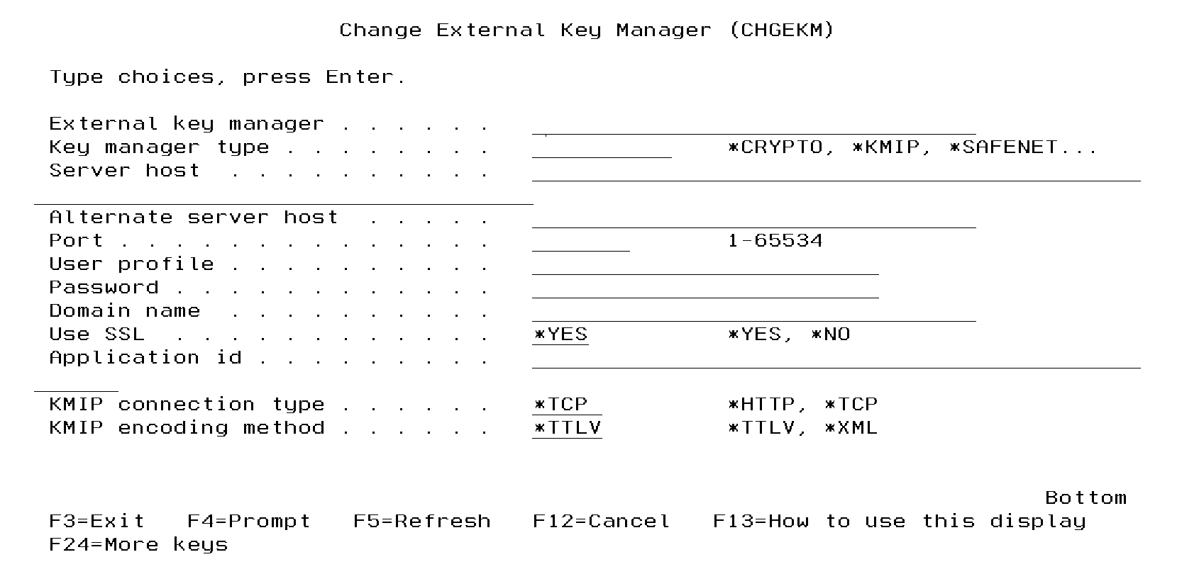 Change External Key Manager (CHGEKM)