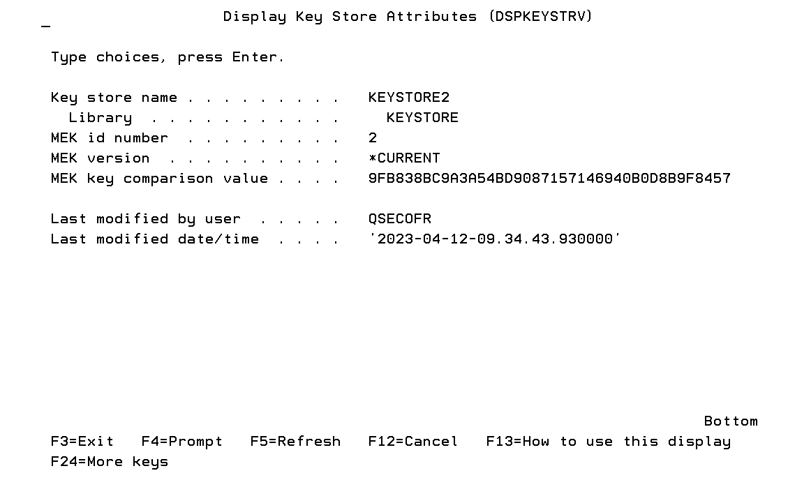Display Key Store Attributes (DSPKEYSTR)