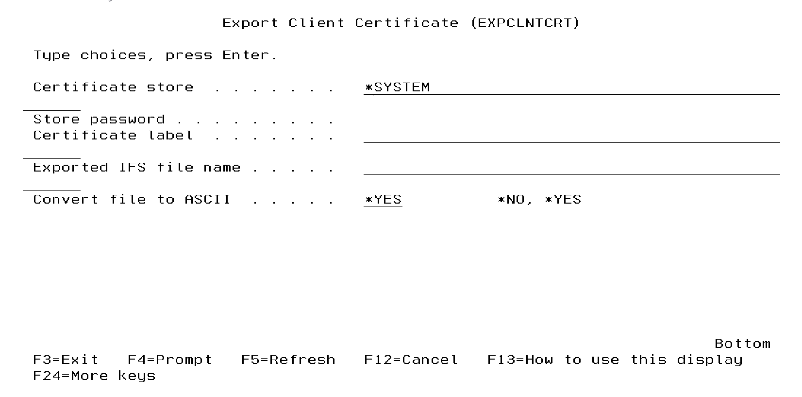 Export Client Certificate (EXPCLNTCRT)