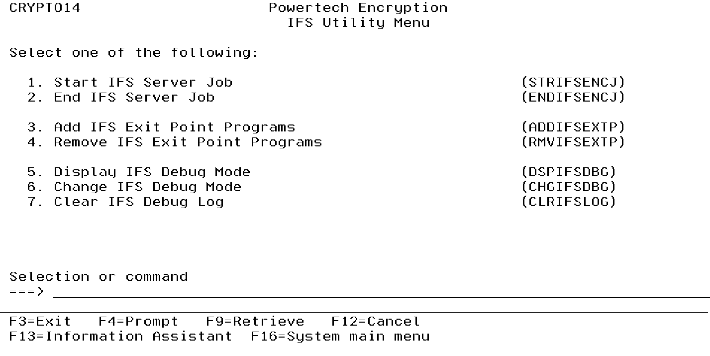 IFS Utility Menu