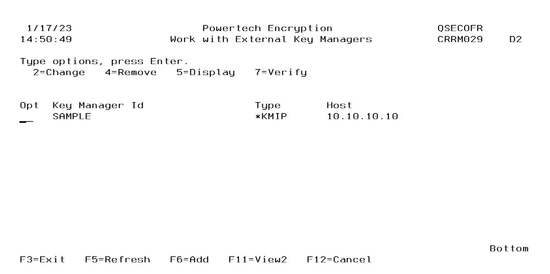Work with External Key Managers (WRKEKM)