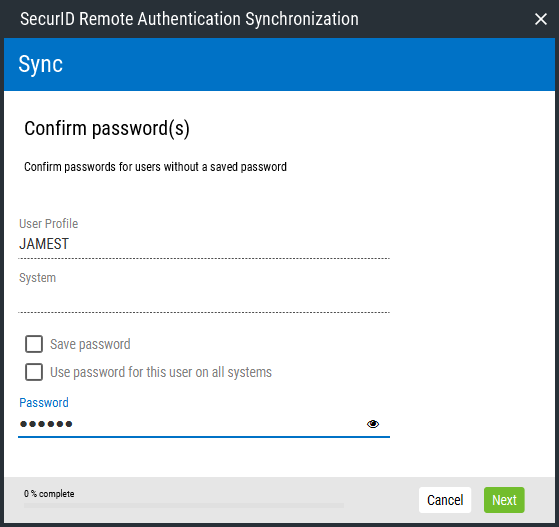 Sync screen